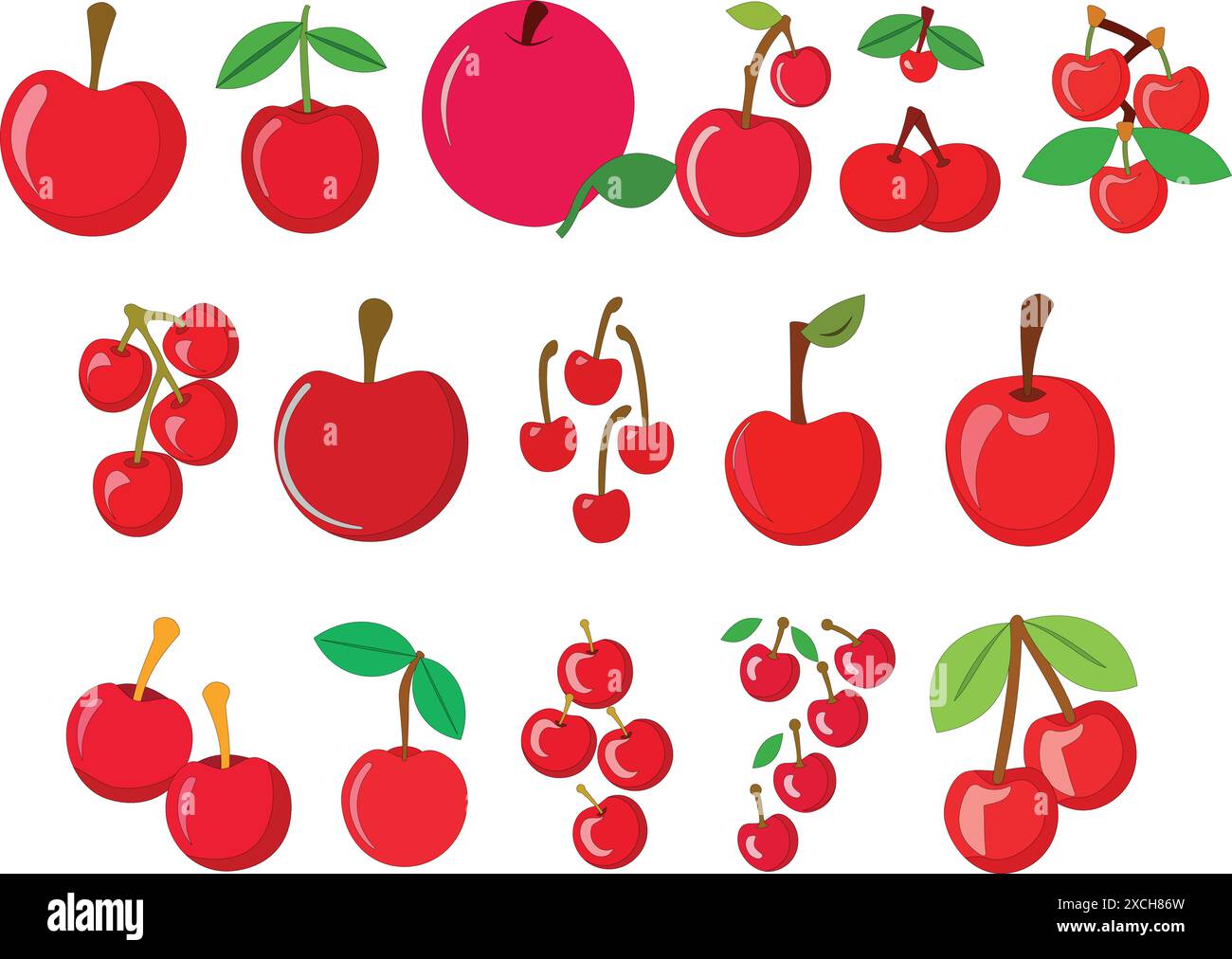 Variants of cherry icons with leaves Stock Vector Image & Art - Alamy