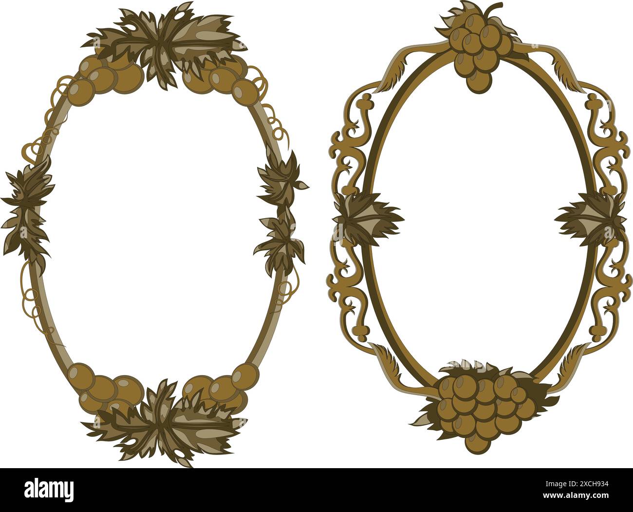 Oval frame with grapes and vine Stock Vector Image & Art - Alamy