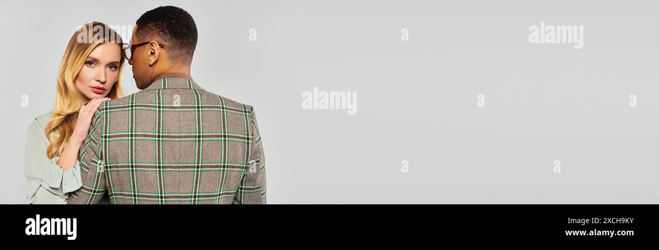 A man and woman lock eyes in a moment of connection and intimacy Stock ...