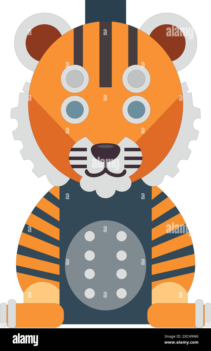 Steampunk stylized striped tiger with round eyes Stock Vector Image ...