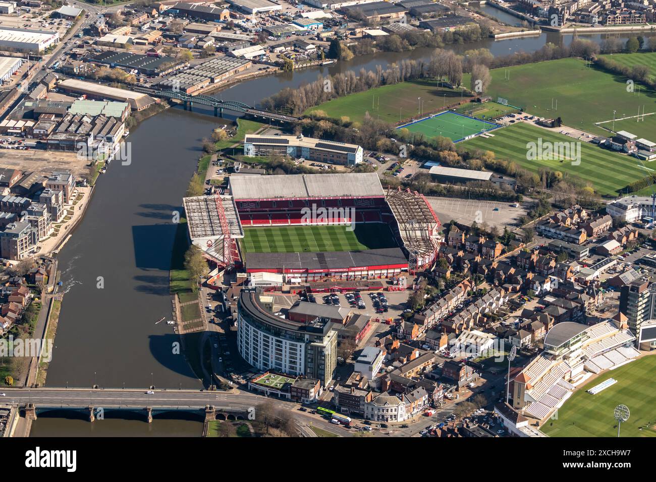 Aerial photo of Nottingham Forest FC City Ground Stadium from 1500 feet ...