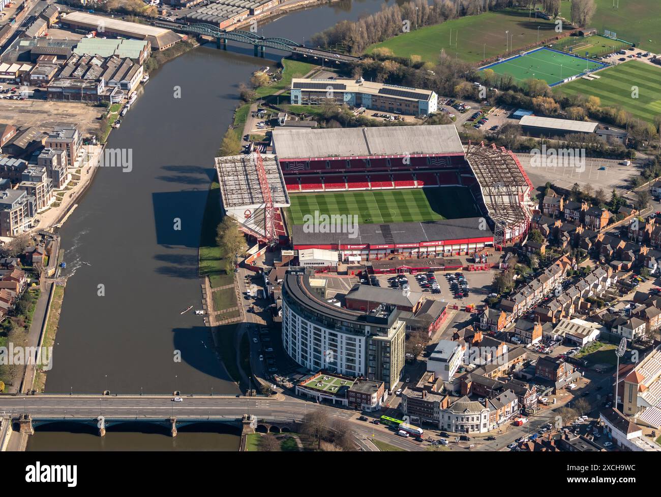 Aerial photo of Nottingham Forest FC City Ground Stadium from 1500 feet ...