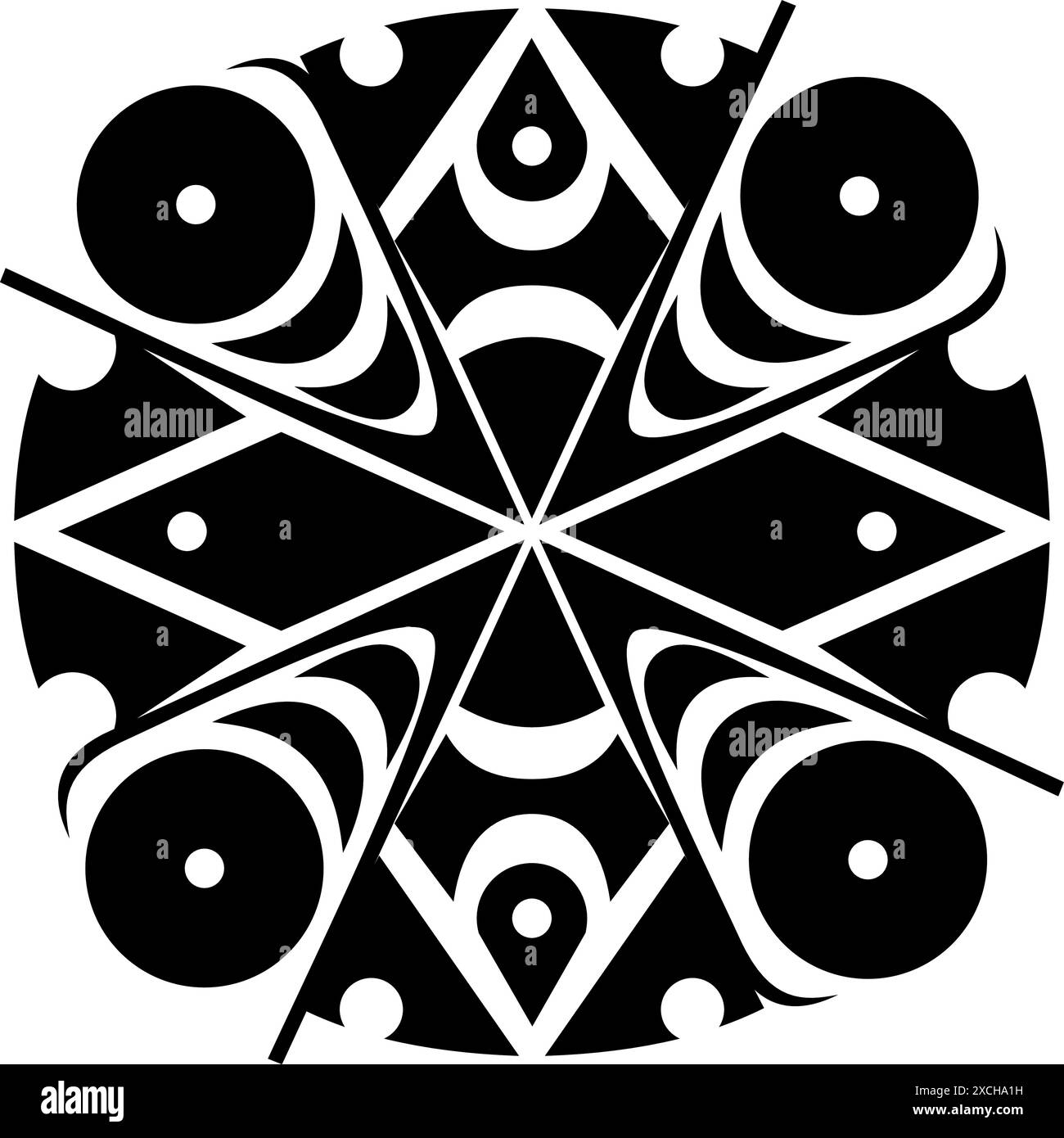 A circular pattern of geometric shapes such as circle, rhombus ...