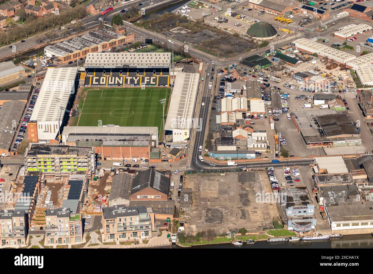 Aerial photo of Notts County FC Meadow Lane Stadium from 1500 feet ...