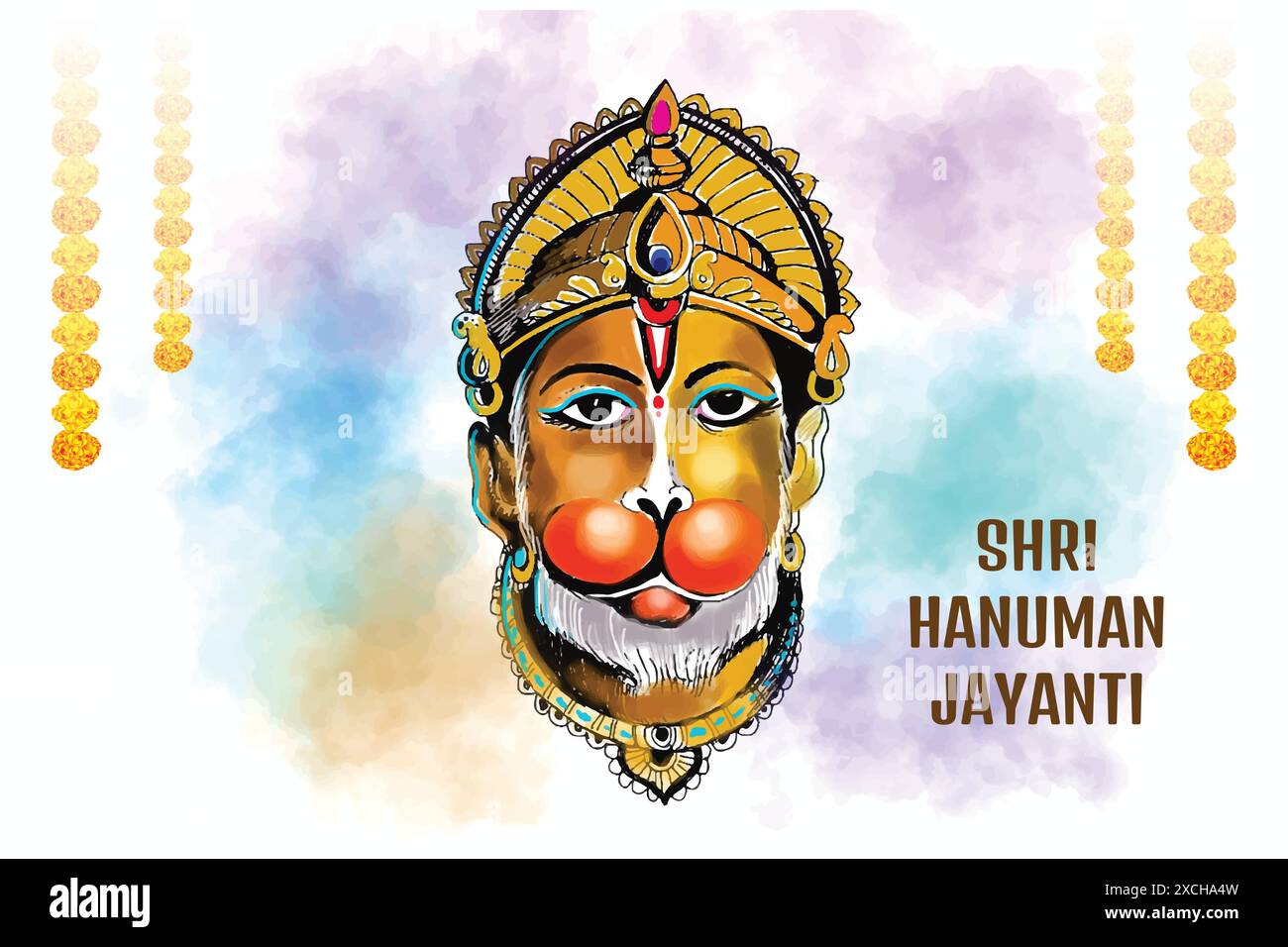 Beautiful greeting card hanuman jayanti celebration background Stock ...