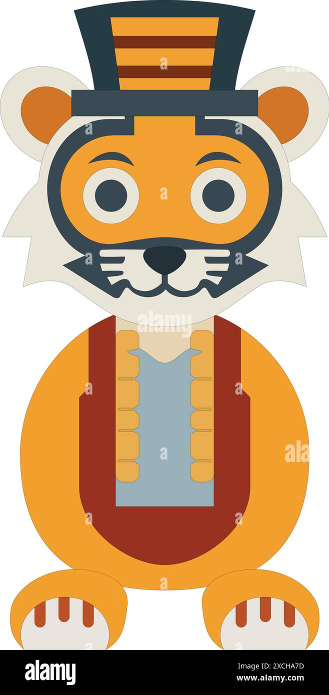 Steampunk stylized striped tiger with round eyes Stock Vector Image ...