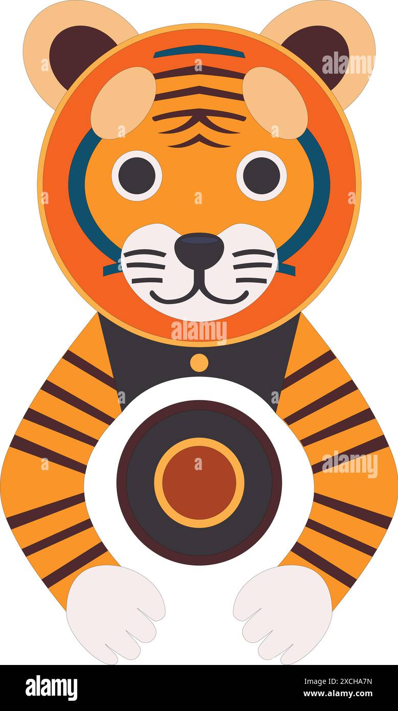 Steampunk stylized striped tiger with round eyes Stock Vector Image ...