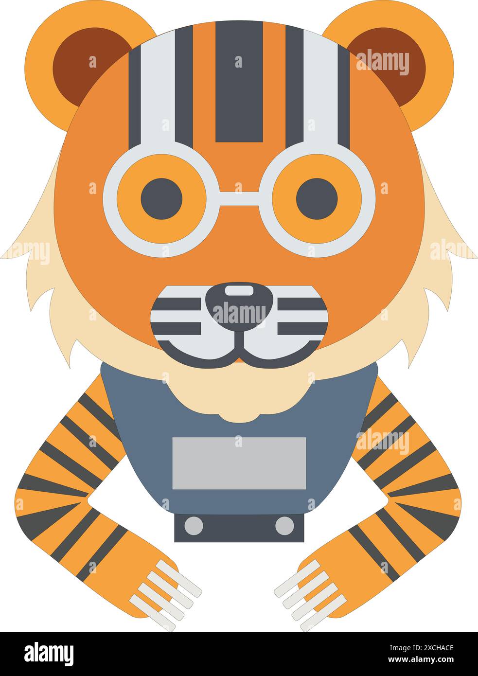 Steampunk stylized striped tiger with round eyes Stock Vector Image ...