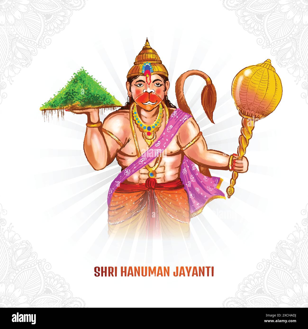 Hanuman jayanti festival of india celebration background Stock Vector ...