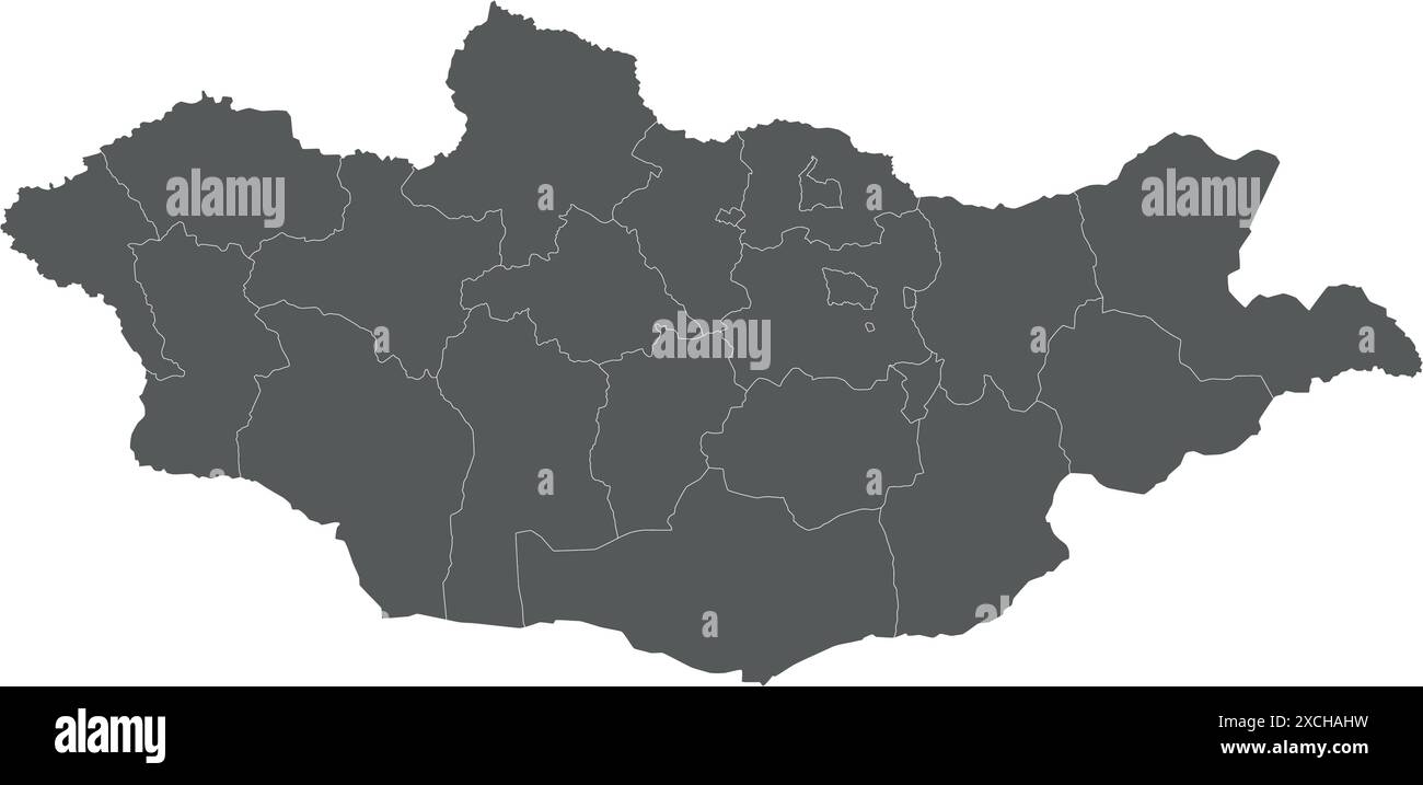 Vector regional blank map of Mongolia with provinces and administrative ...