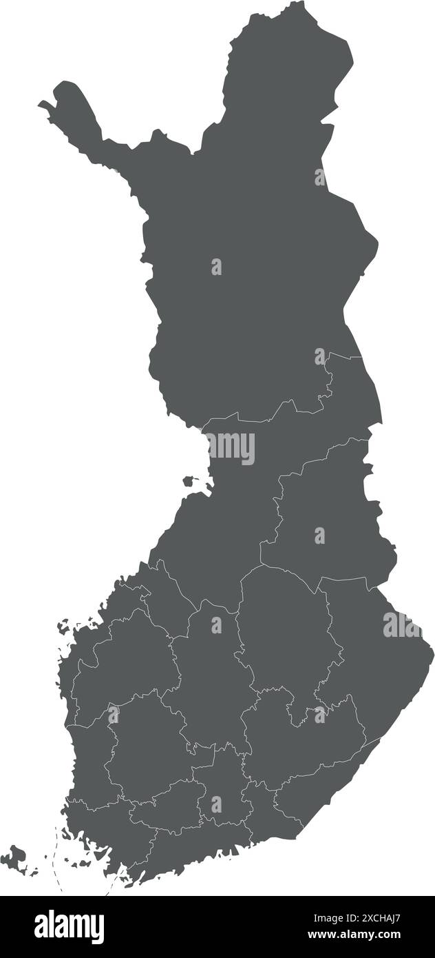 Vector blank map of Finland with regions or counties and administrative ...