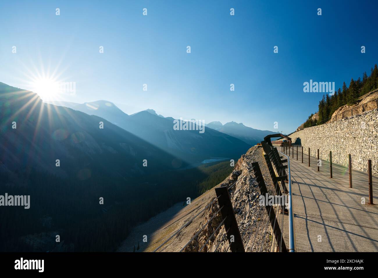 Columbia Icefield Skywalk. Snow-covered Rocky Mountains in the ...
