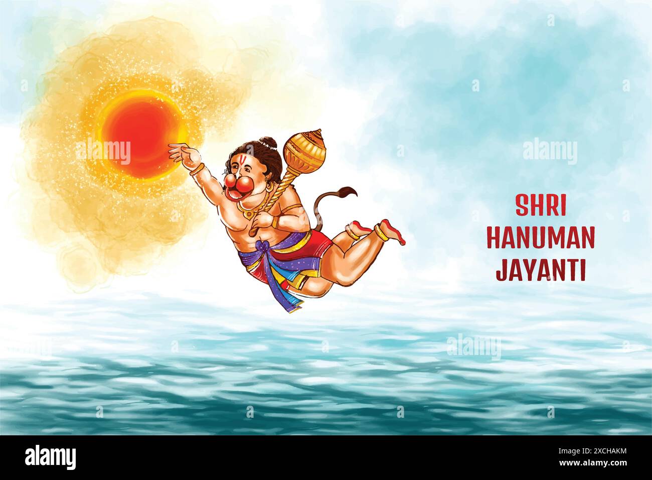 Sri hanuman jayanti festival celebration card background Stock Vector ...