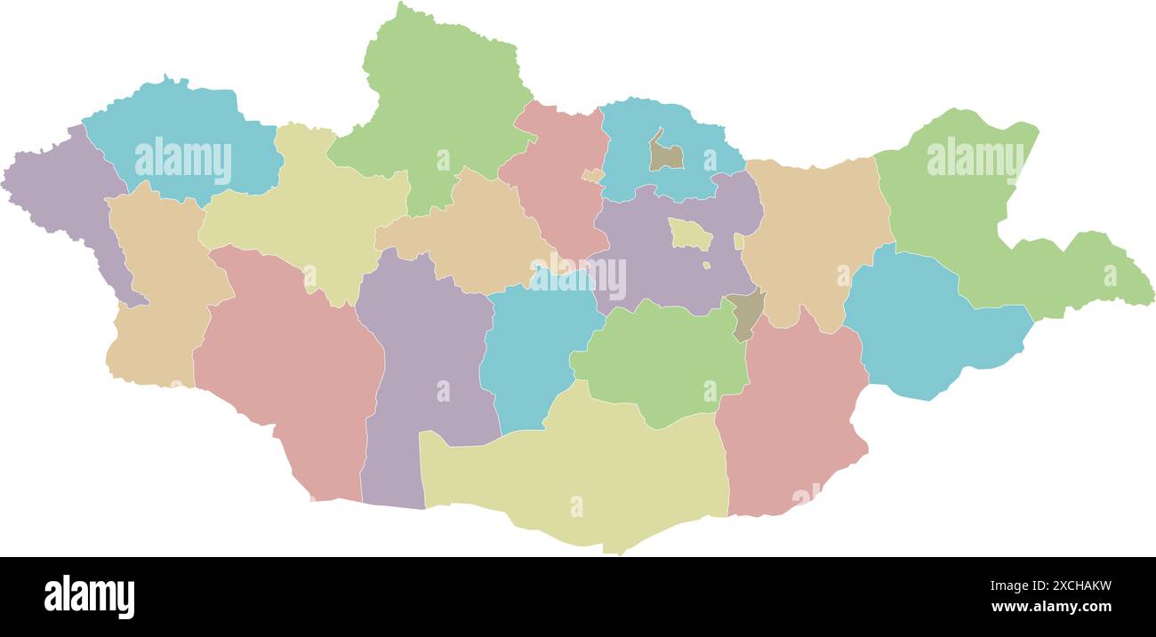 Vector regional blank map of Mongolia with provinces and administrative divisions. Editable and ...