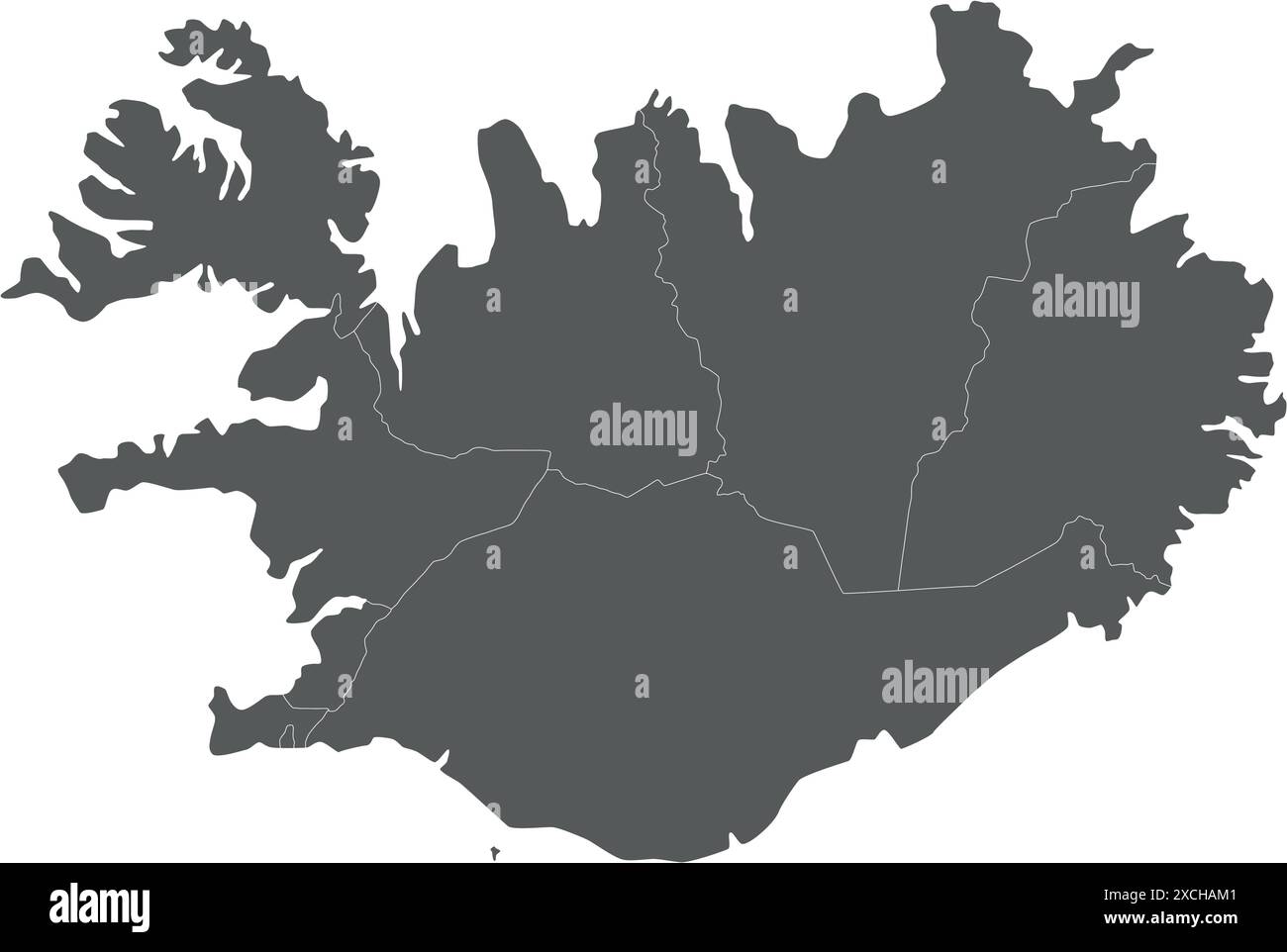 Vector blank map of Iceland with regions and administrative divisions ...