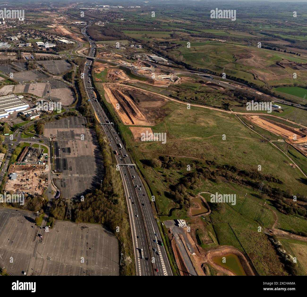 Aerial photo of HS2 Solihull under construction from 1500 feet Stock ...