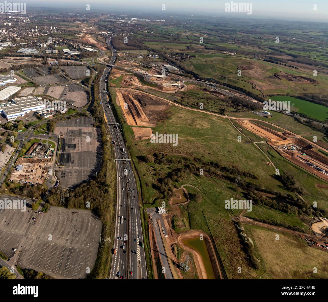 Aerial photo of HS2 Solihull under construction from 1500 feet Stock ...