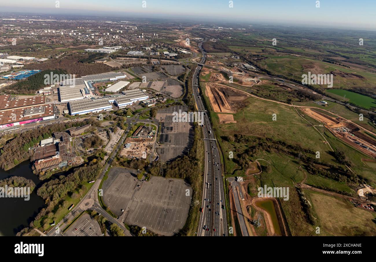 Aerial photo of HS2 Solihull under construction from 1500 feet Stock ...