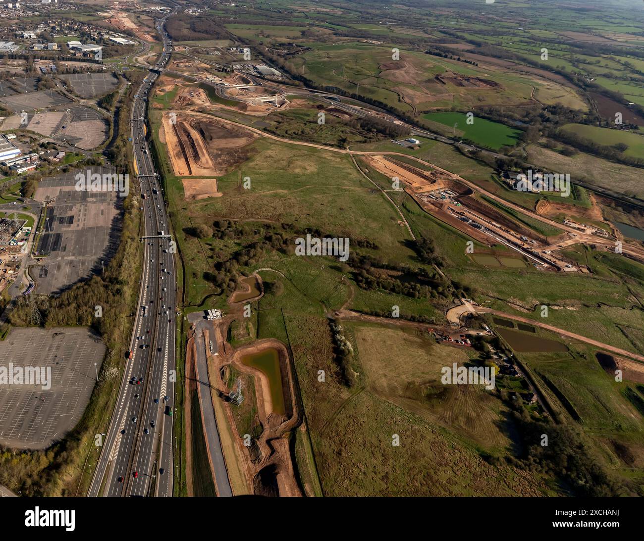 Aerial photo of HS2 Solihull under construction from 1500 feet Stock ...