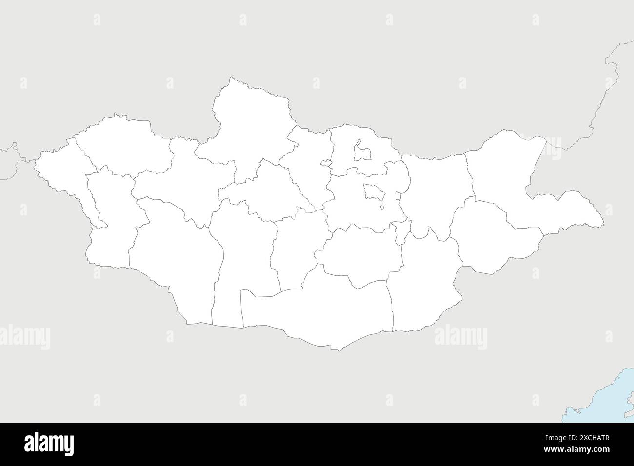Vector regional blank map of Mongolia with provinces and administrative divisions, and ...