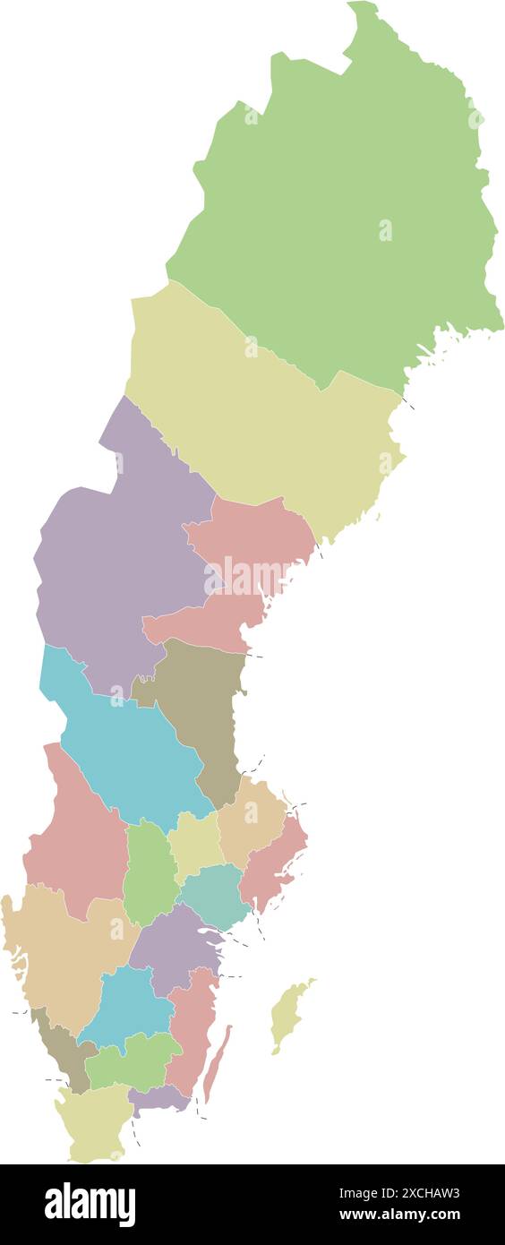 Vector regional blank map of Sweden with counties and administrative ...