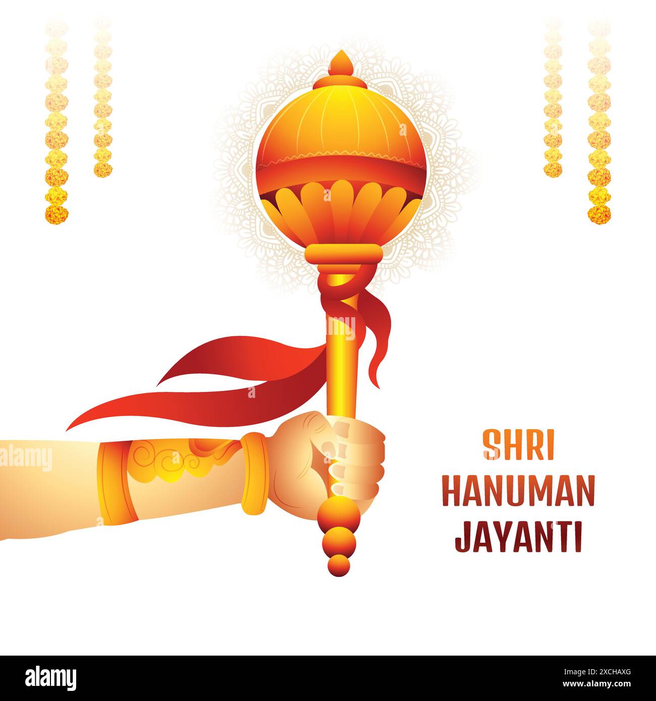 illustration of gadda for hanuman jayanti greeting card background ...