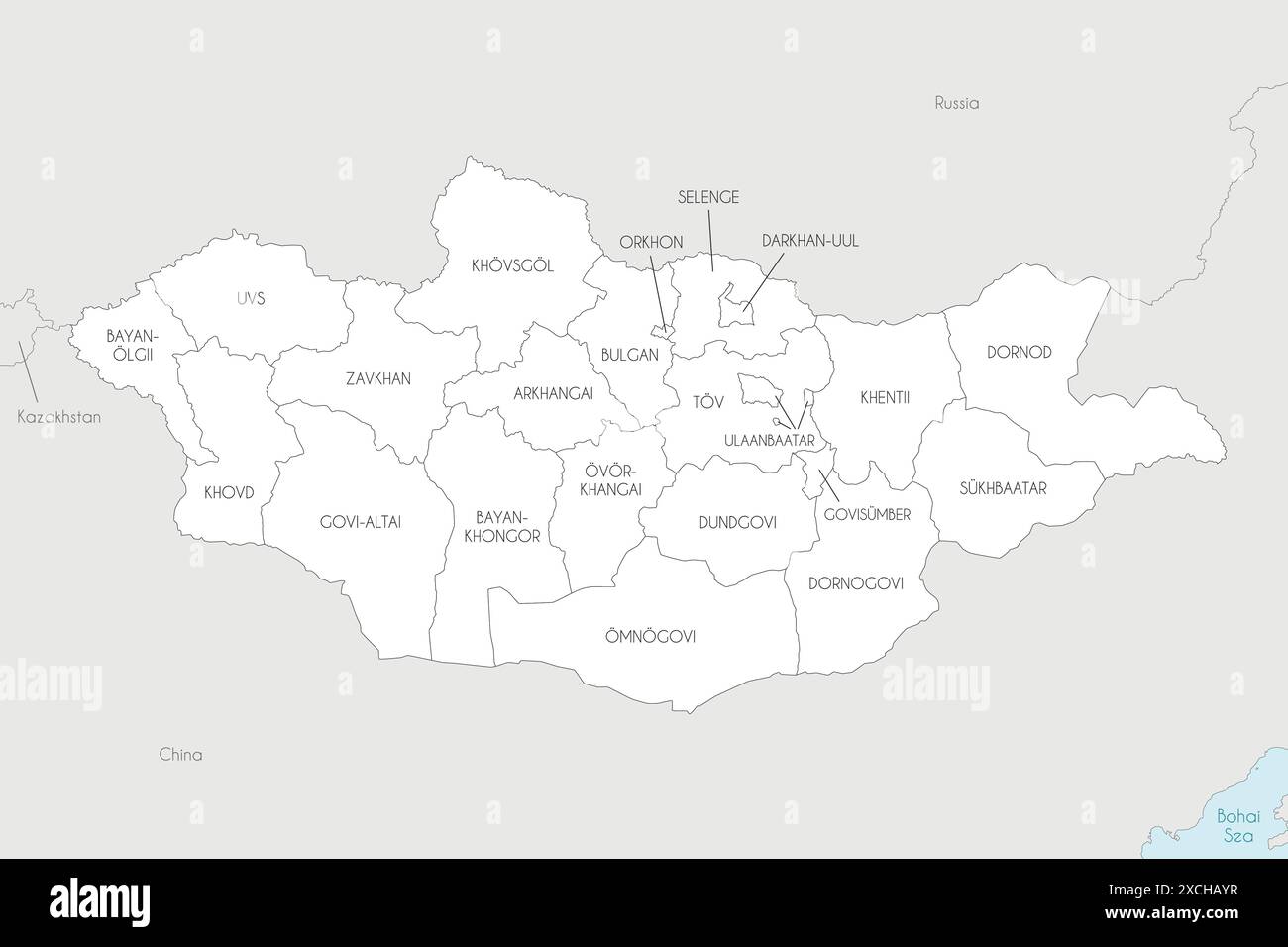 Vector regional map of Mongolia with provinces and administrative ...