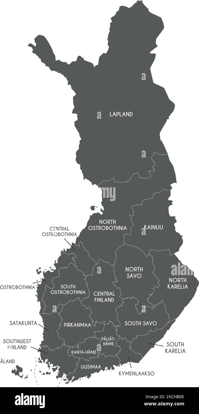 Vector map of Finland with regions or counties and administrative ...