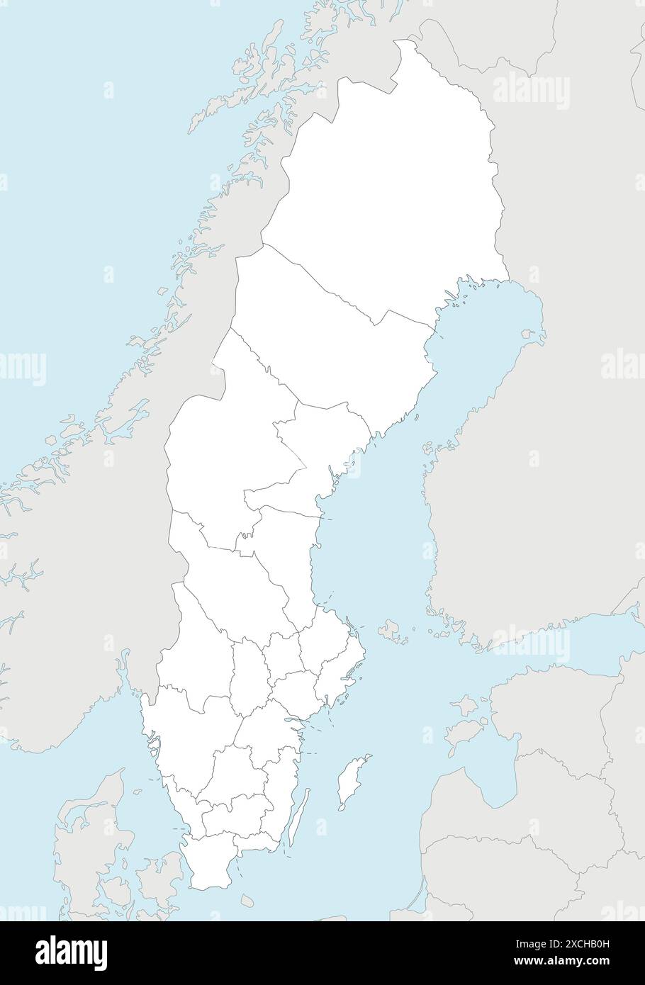 Vector regional blank map of Sweden with counties and administrative ...