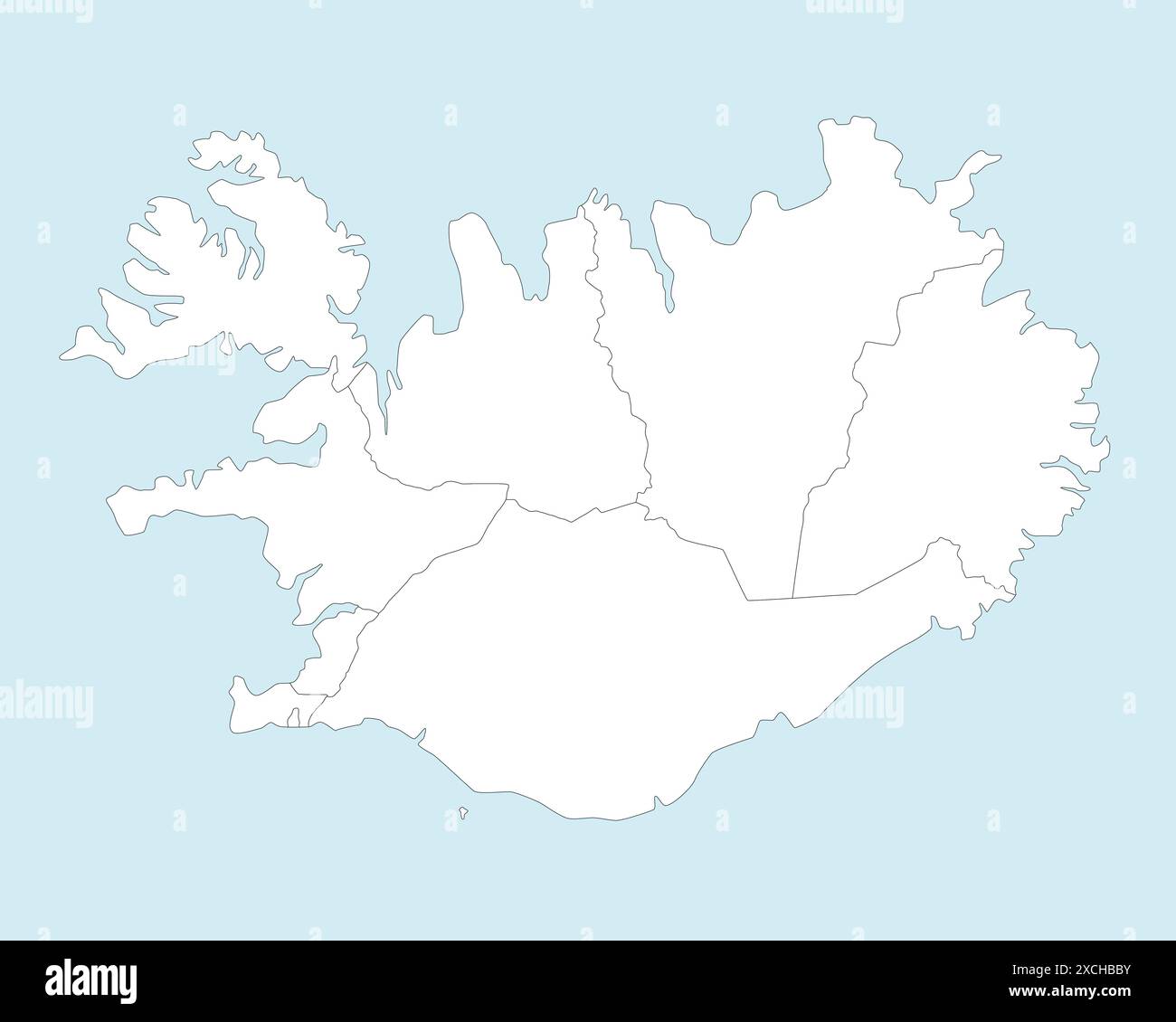 Vector blank map of Iceland with regions and administrative divisions ...