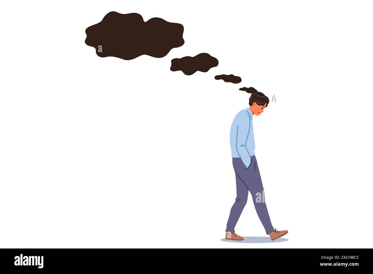 Troubled man feels stressed due to haunting memories of mistakes and ...