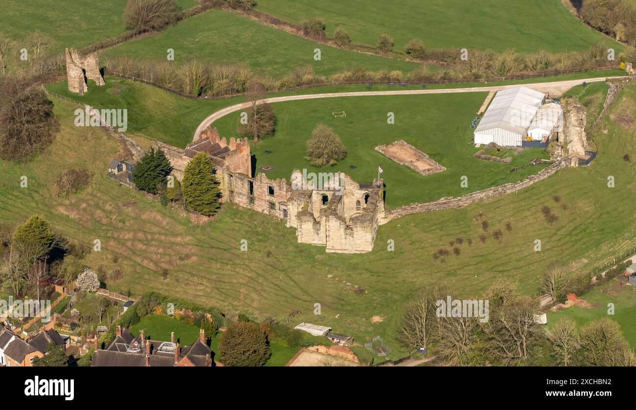 Aerial photo of Tutbury Castle from 1500 feet Stock Photo - Alamy