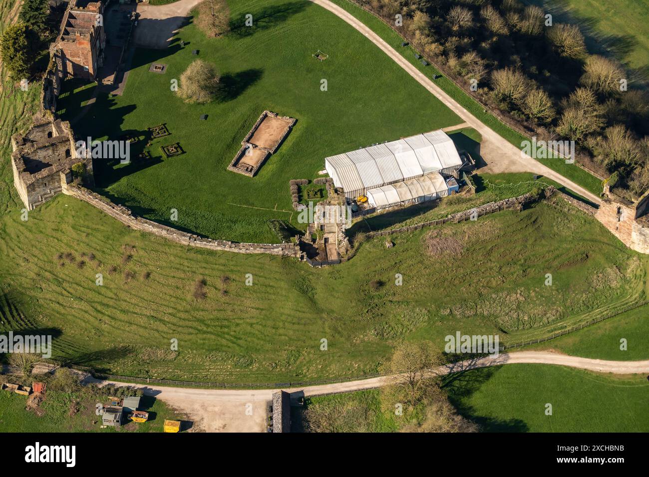 Aerial photo of Tutbury Castle from 1500 feet Stock Photo - Alamy