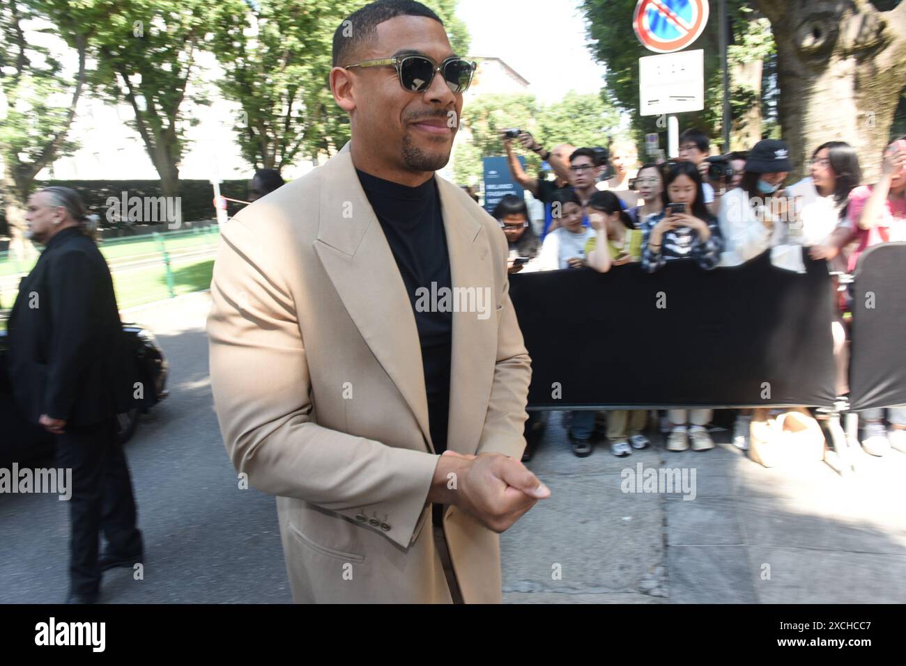 Milan, Italy. 17th June, 2024. British actor AARON PIERRE arrives at ...
