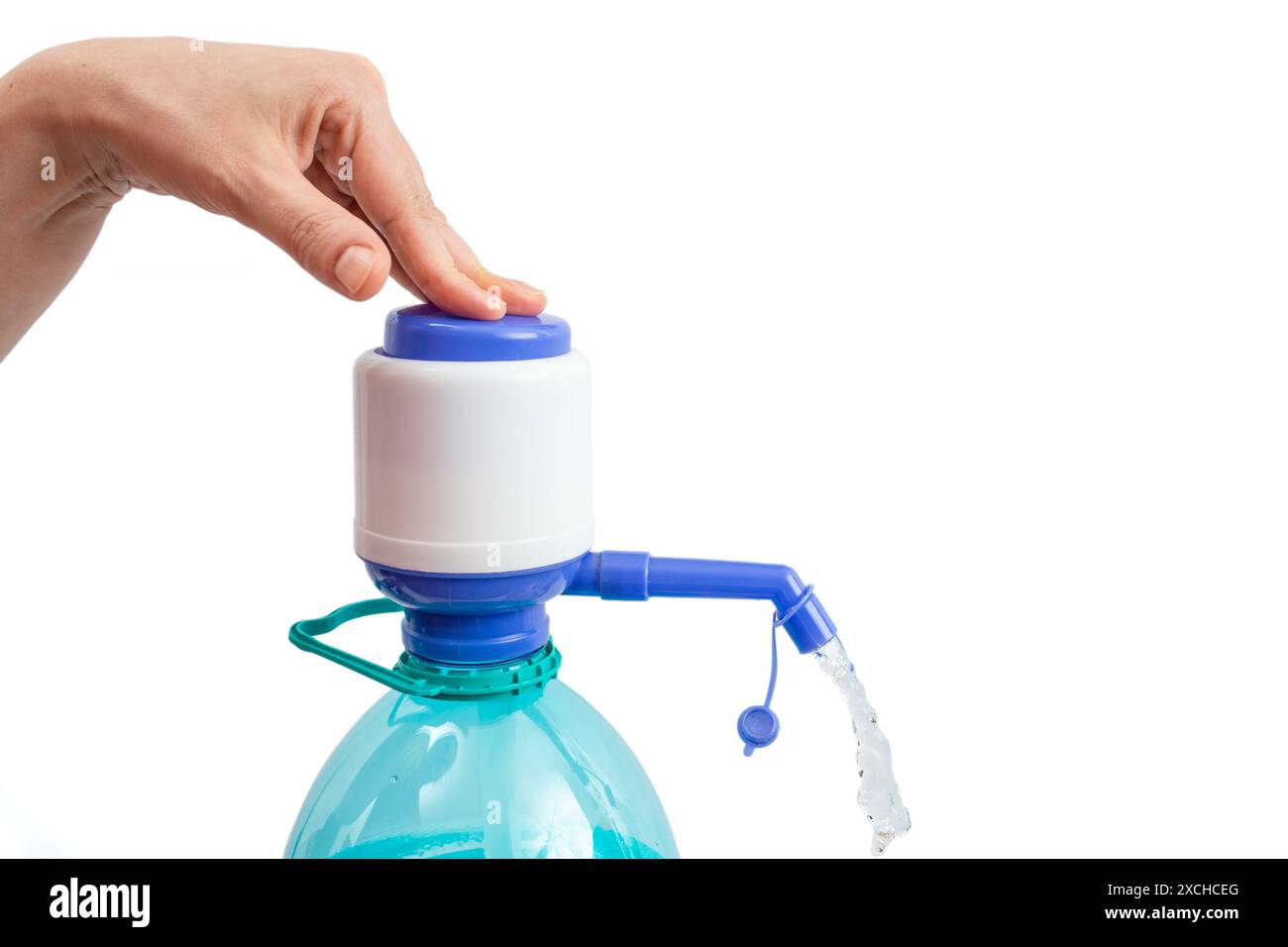 Press pump and faucet on large plastic water bottle for office use ...