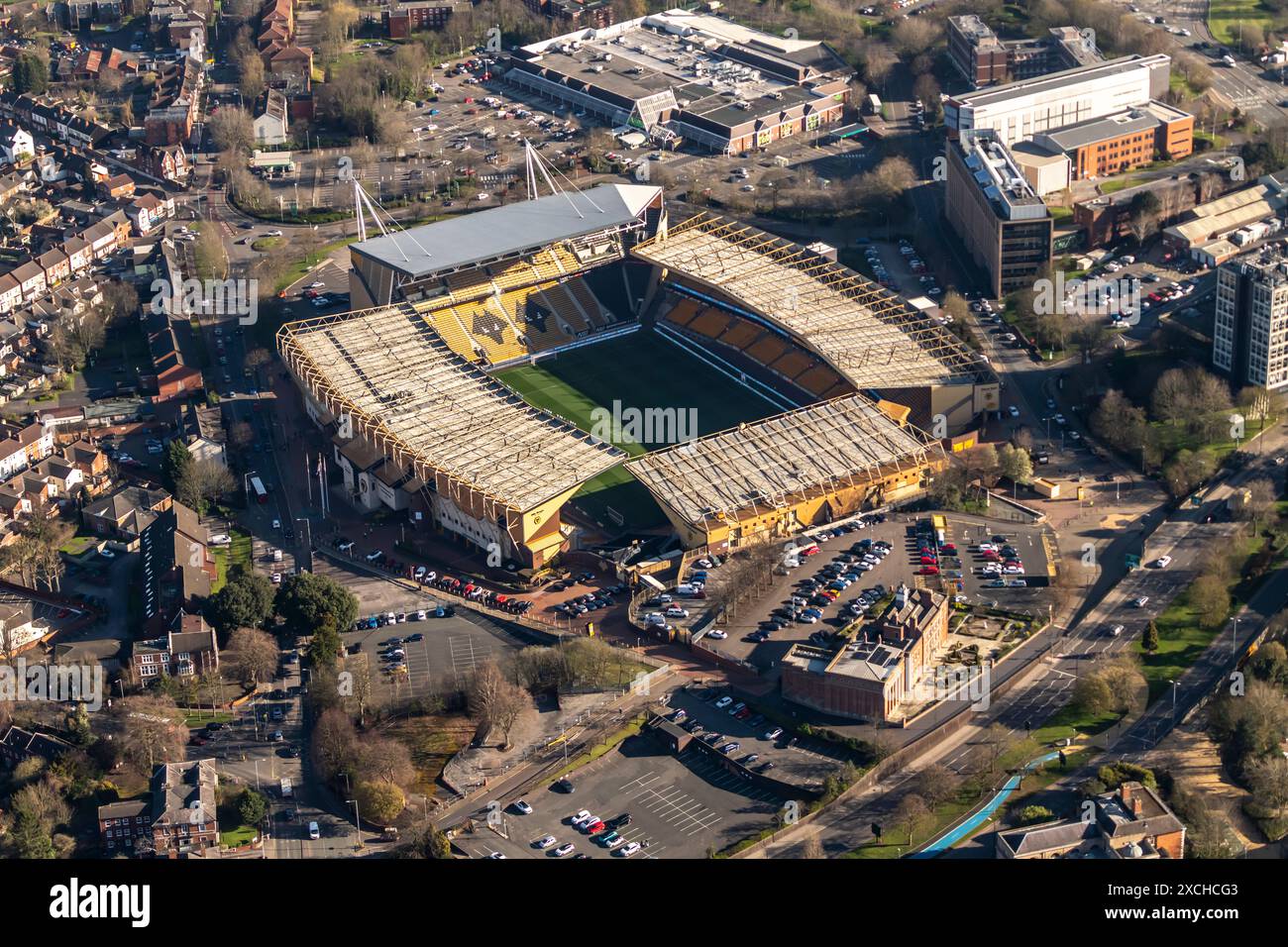 Aerial photo of Wolverhampton Wanderers FC Molineux Stadium from 1500 ...