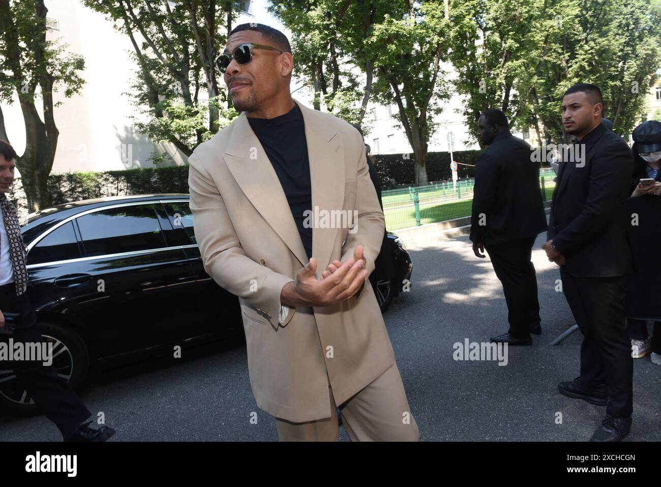 Milan, Italy. 17th June, 2024. British actor AARON PIERRE arrives at ...