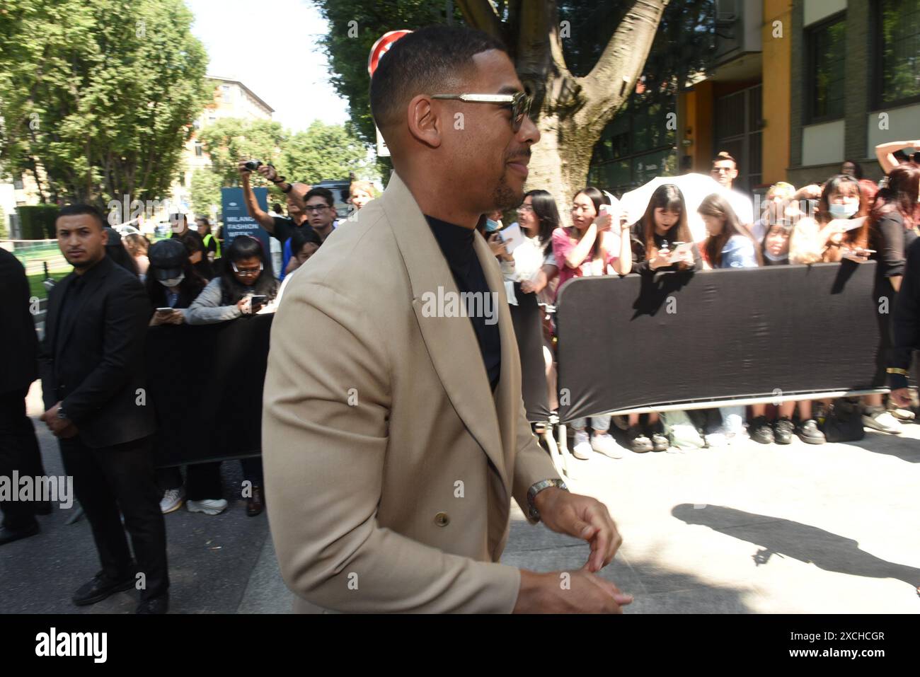 Milan, Italy. 17th June, 2024. British actor AARON PIERRE arrives at ...