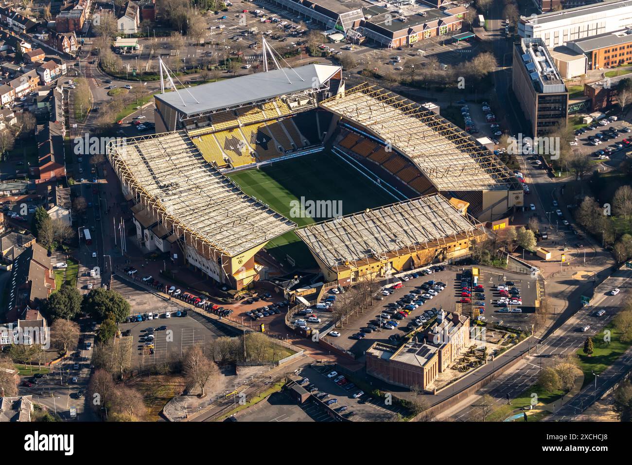 Aerial photo of Wolverhampton Wanderers FC Molineux Stadium from 1500 ...