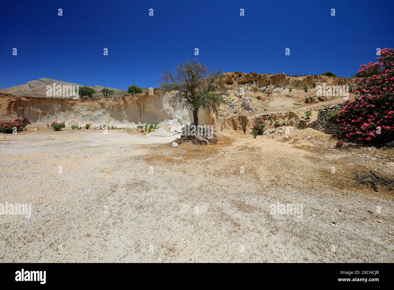 Quarry of volcanic ash from the Nisyros volcano, Tilos Island ...