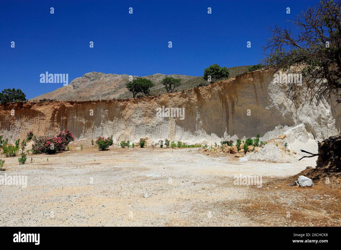Quarry of volcanic ash from the Nisyros volcano, Tilos Island, Dodecanese Islands, Greece Stock ...