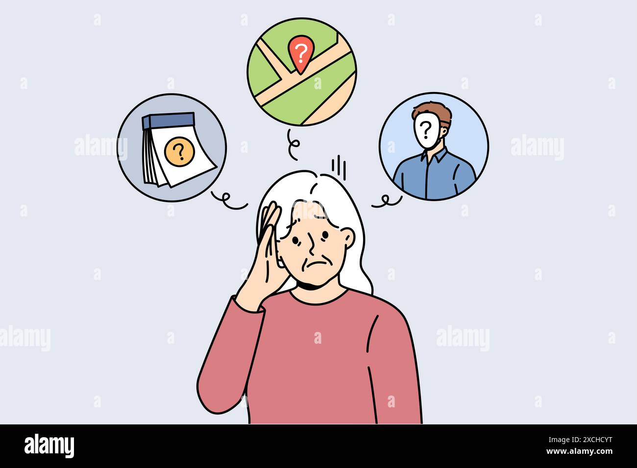 Mature woman forgetfulness Stock Vector Images - Alamy
