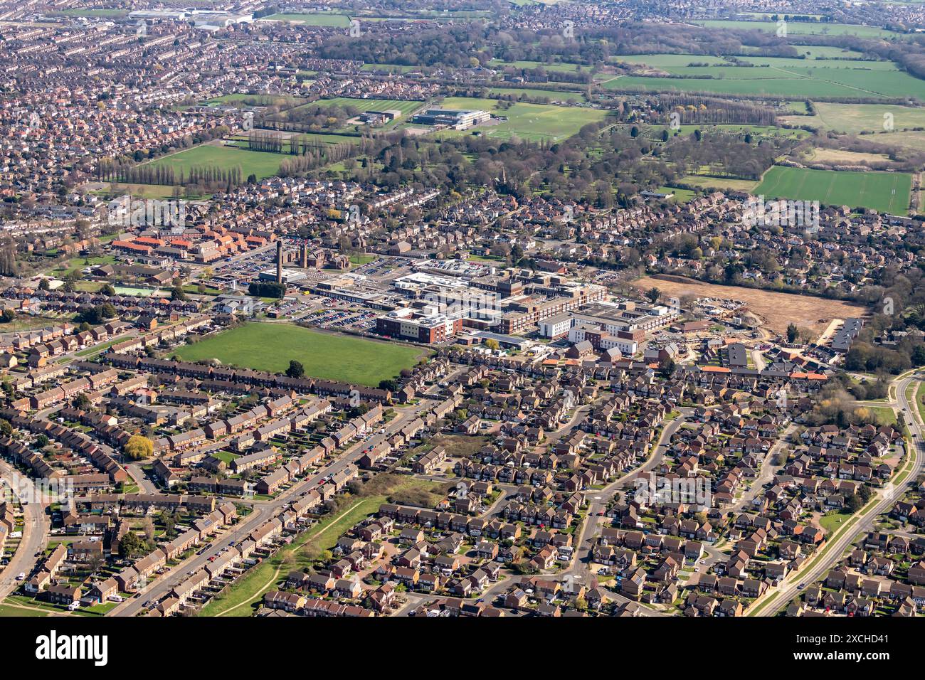 Aerial photo of Diana Princess of Wales Hospital from 1500 feet Stock ...