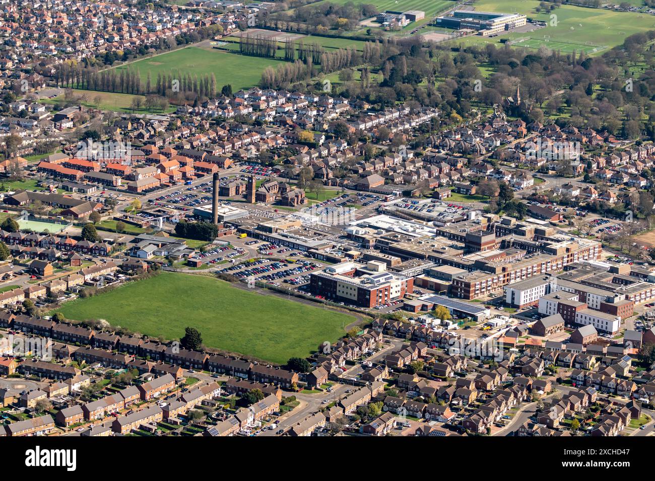 Aerial photo of Diana Princess of Wales Hospital from 1500 feet Stock ...