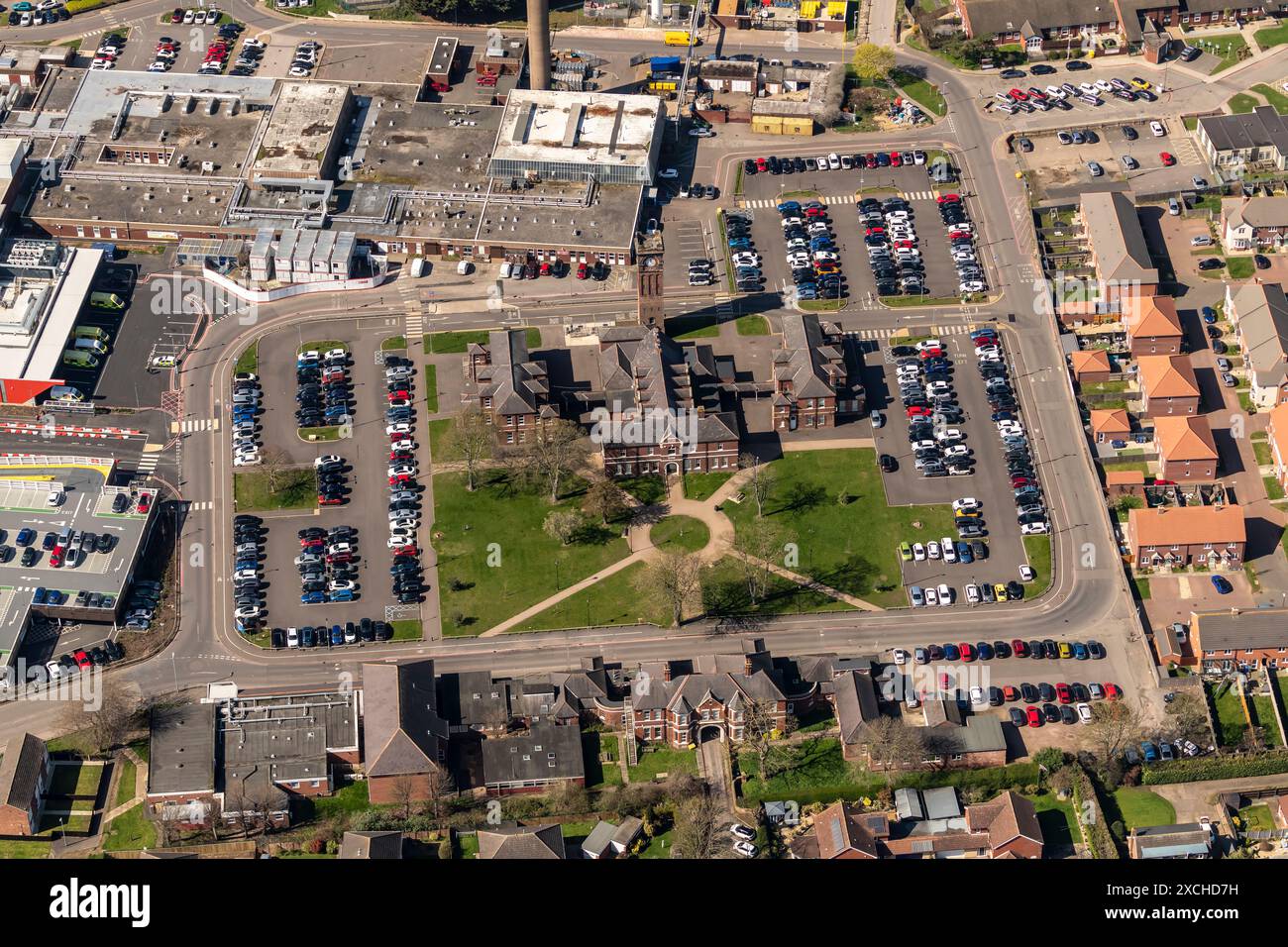 Aerial photo of Diana Princess of Wales Hospital from 1500 feet Stock ...