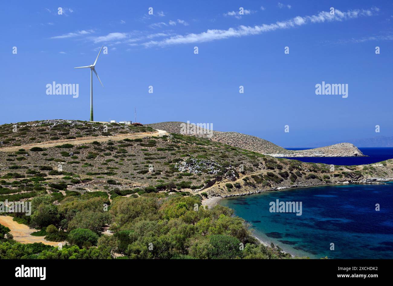 Wind Turbine,Tilos, Dodecanese Islands, Southern Aegean, Greece Stock ...