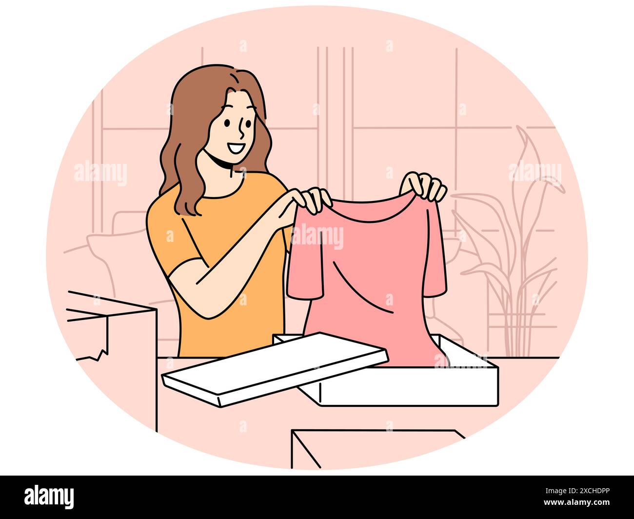 Female customer orders home delivery Stock Vector Images - Alamy