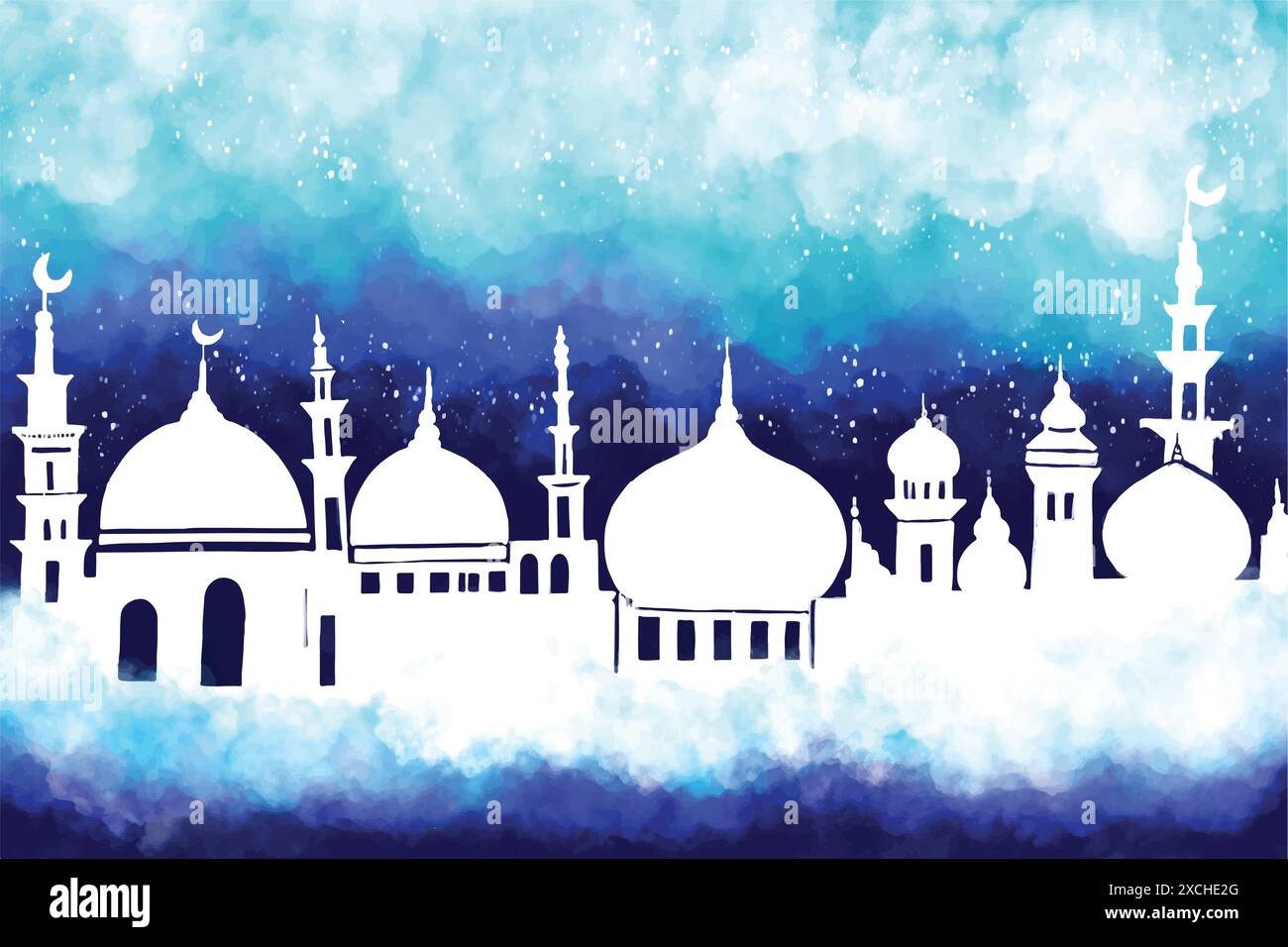 Ramadan kareem islamic background with mosques card design Stock Vector ...