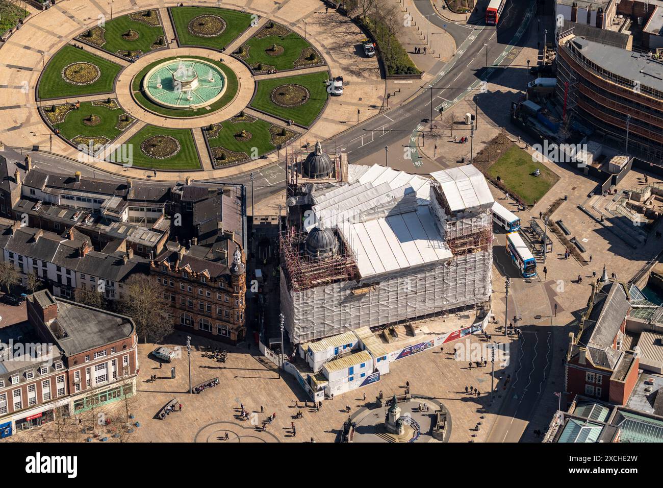 Aerial photo of Hull Maritime Museum swathed in scaffolding taken from ...