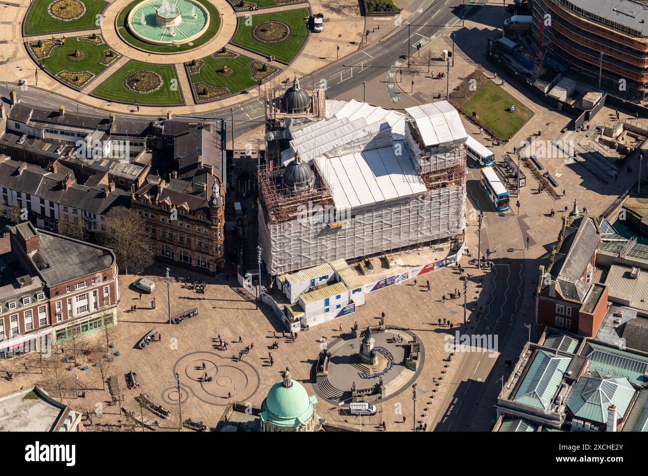Aerial photo of Hull Maritime Museum swathed in scaffolding taken from ...